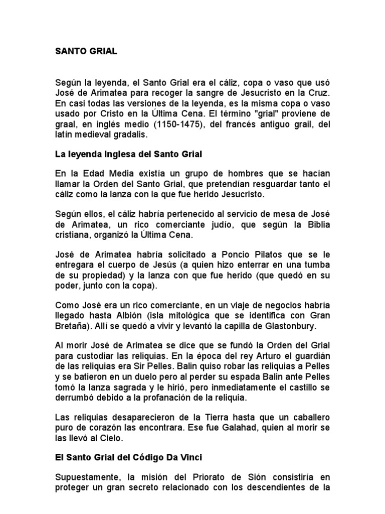 Santo Grial | PDF | Clásicos
