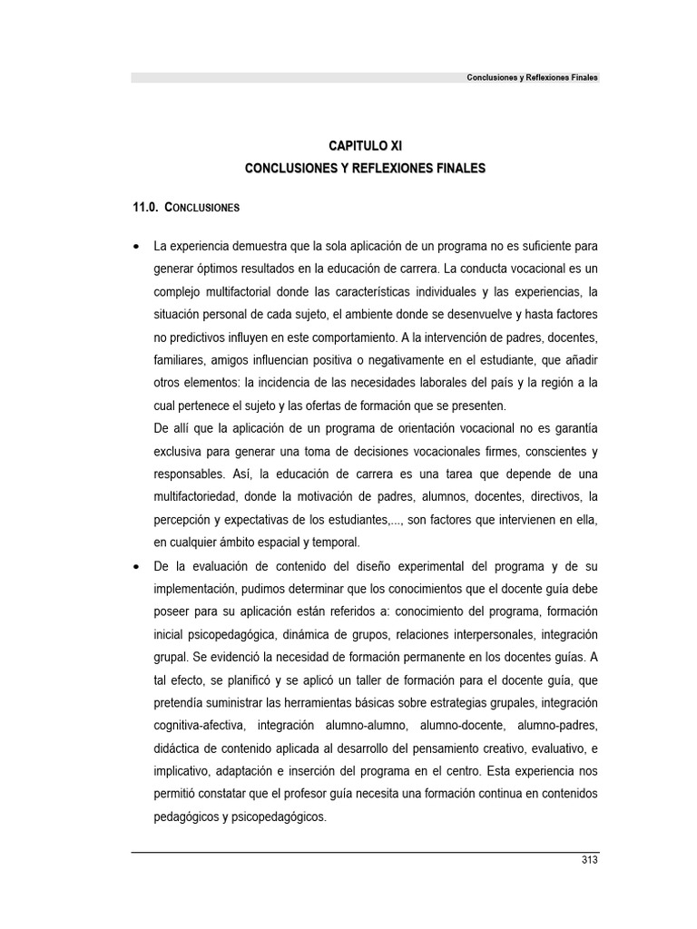 Conclusiones y Reflexiones Finales | PDF | Enseñando | Plan de estudios