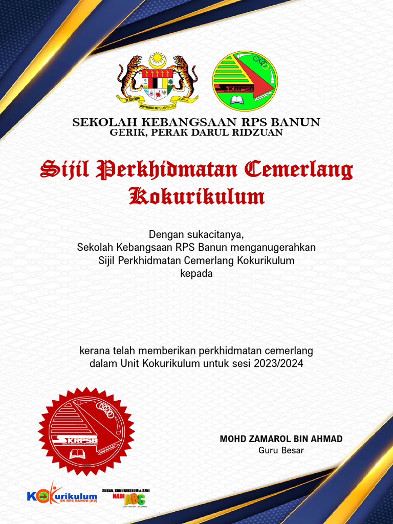 Sijil Anugerah Kokurikulum 20232024 (2) | PDF Sijil Anugerah Kokurikulum 20232024 (2) | PDF