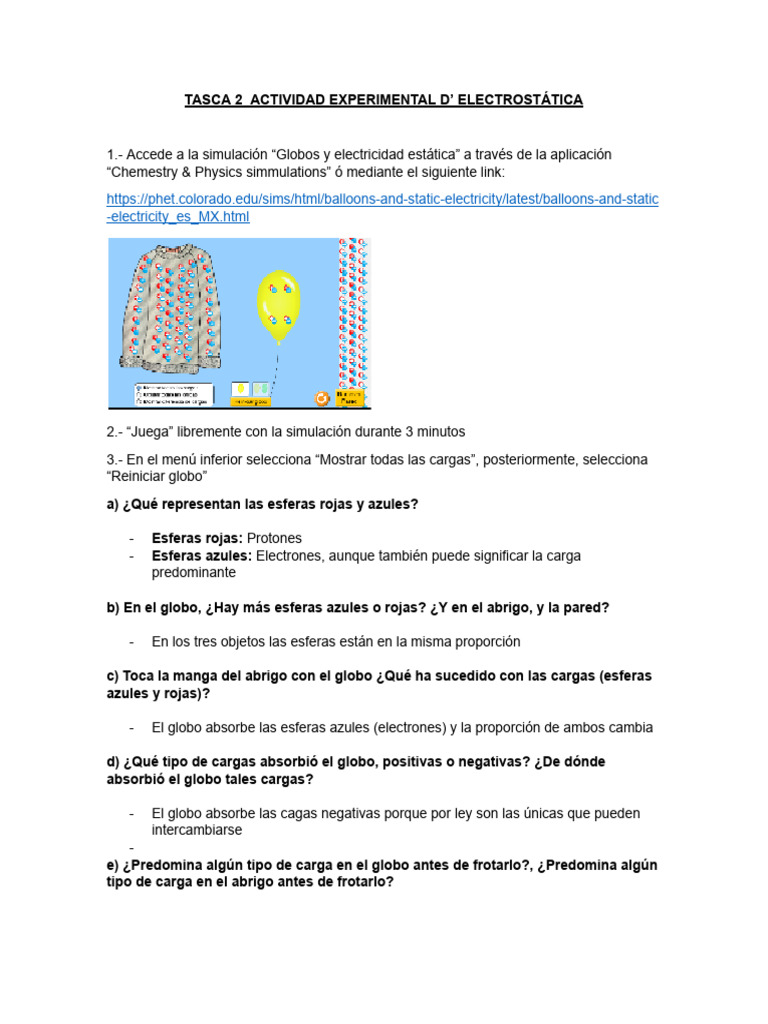 Globos y electricidad estática_indagación | PDF | Electrostática | Electrón
