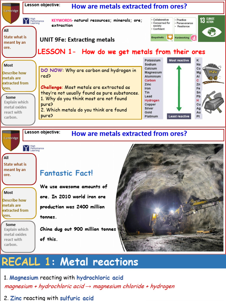 LN 1 Carbon and Reactvity Series | PDF | Oxide | Metals