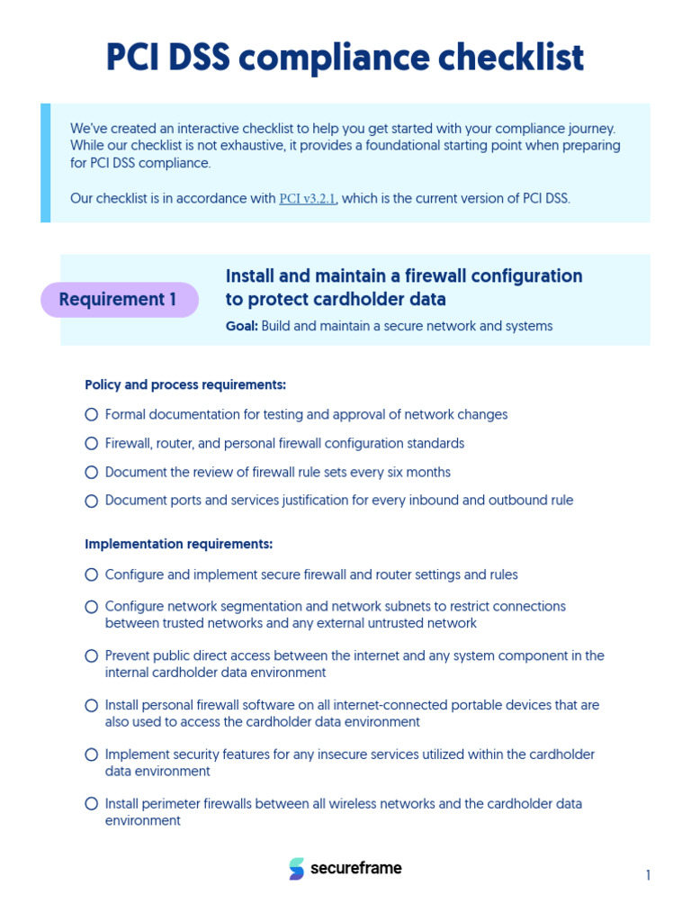 PCI DSS Compliance Checklist Overview | PDF | Information Security ...