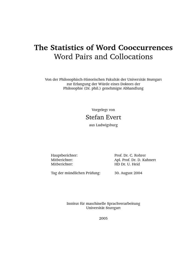 Word Cooccurrences and Collocations | PDF | Word | Adjective