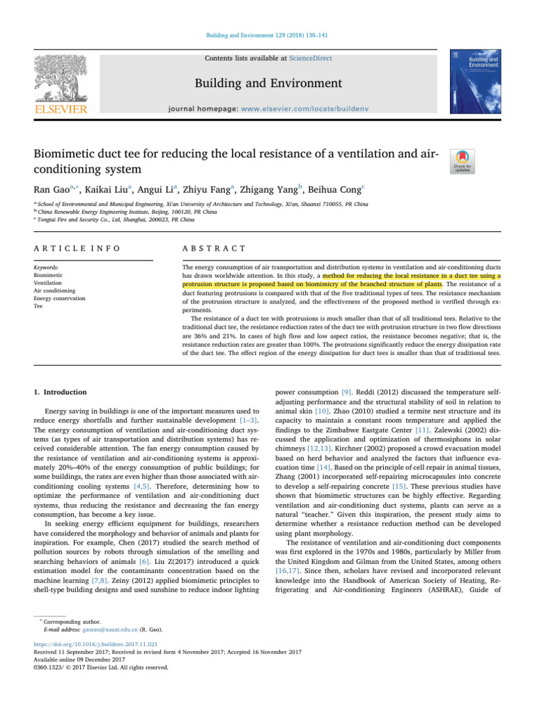 Biomimetic Duct Tee For Reducing The Local Resistance of A Ventilation ...