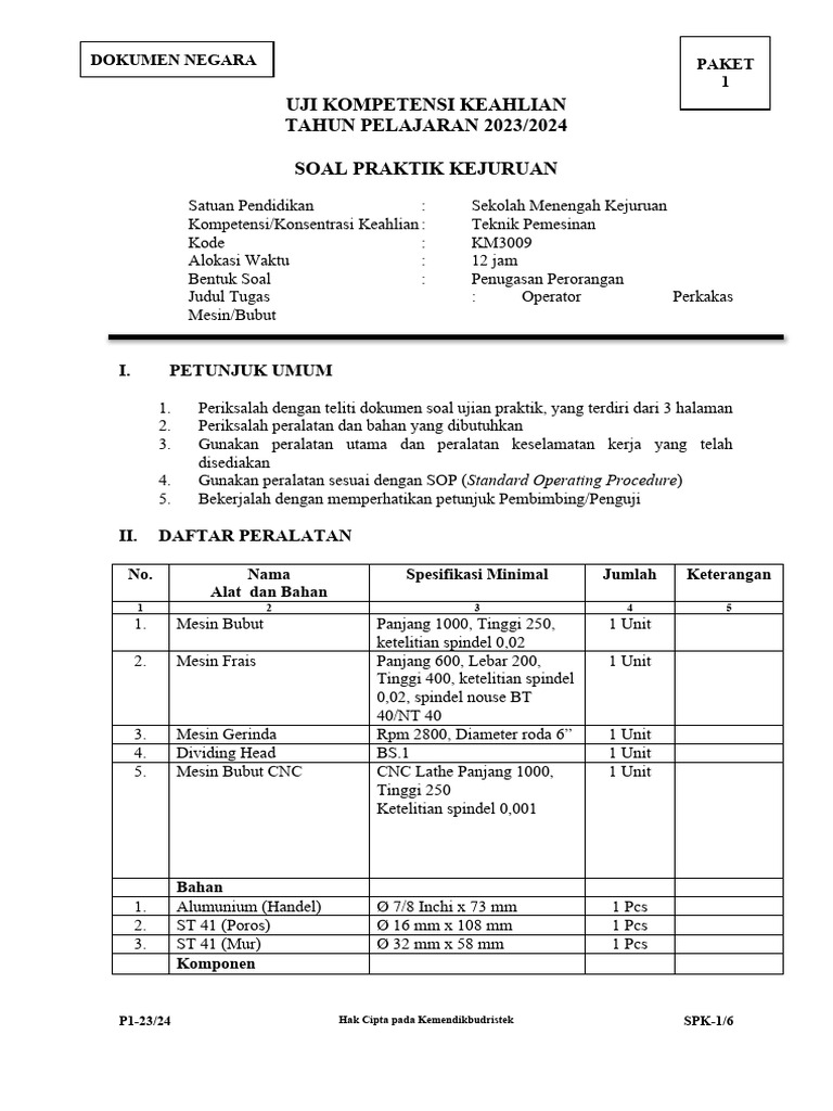 P1-SPK-Teknik Pemesinan | PDF