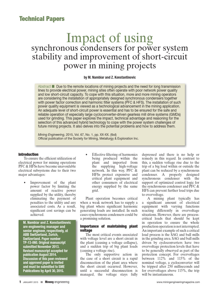 ABB - Synchronous Condensers For Power System | PDF | Capacitor | Resonance
