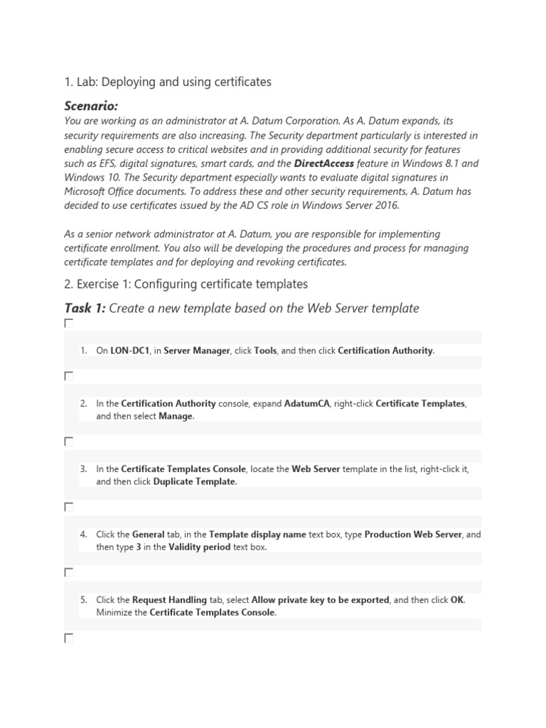 Module 09 - Deploying and Managing Certificates | PDF | Group Policy ...
