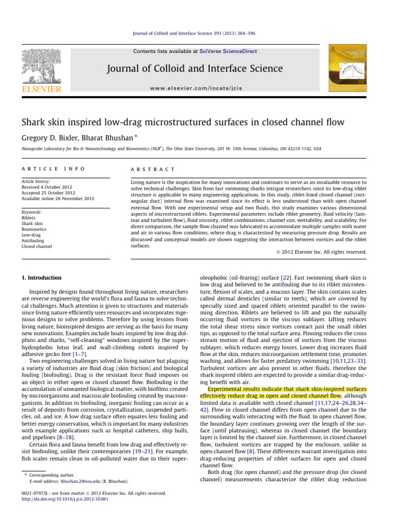 Shark Skin Inspired Low-Drag Microstructured Surfaces in Closed Channel ...