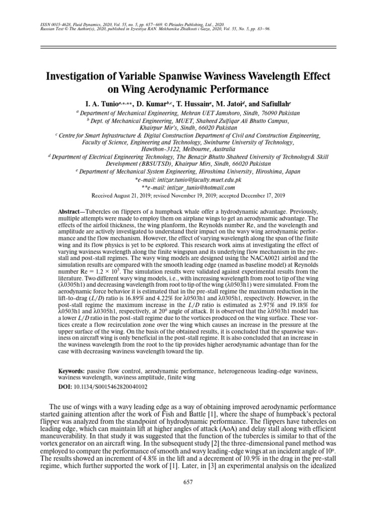 Investigation of Variable Spanwise Waviness Wavelength Effect On Wing Aerodynamic Performance ...