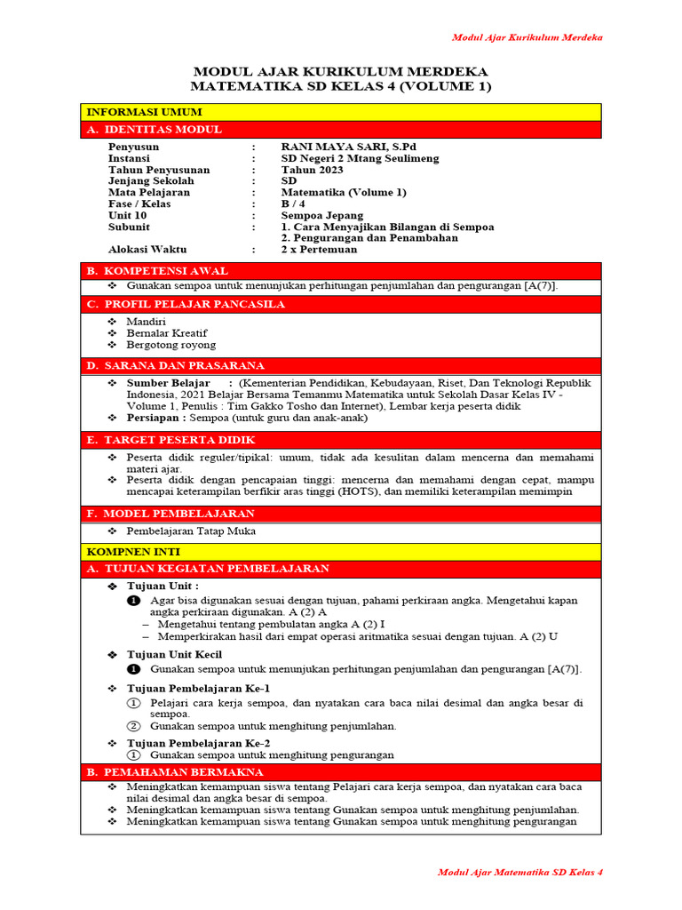 Unit 10 - MA Matematika Kls 4 | PDF