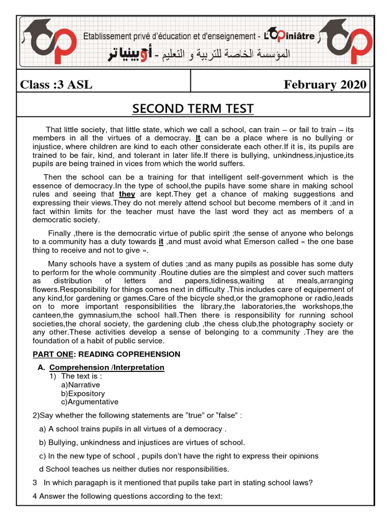 Dzexams 3as Anglais 647737 | PDF | Grammar | Linguistics