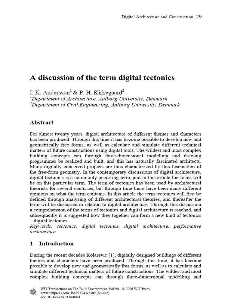 A Discussion of The Term Digital Tectonics. | PDF | Theory | Geometry