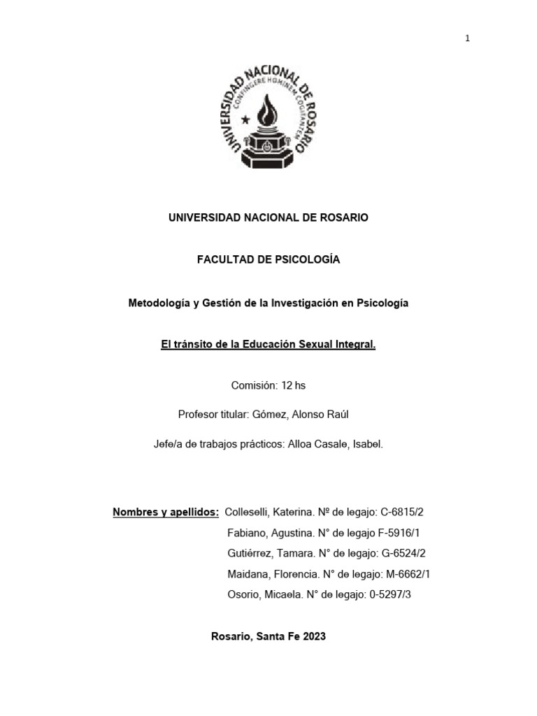 Tabajo Final. MGIP | PDF | Educación sexual | La sexualidad humana