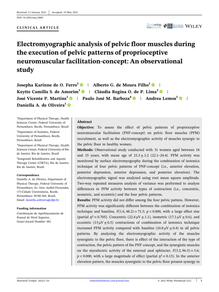 Electromyographic analysis of pelvic floor muscles during the execution ...