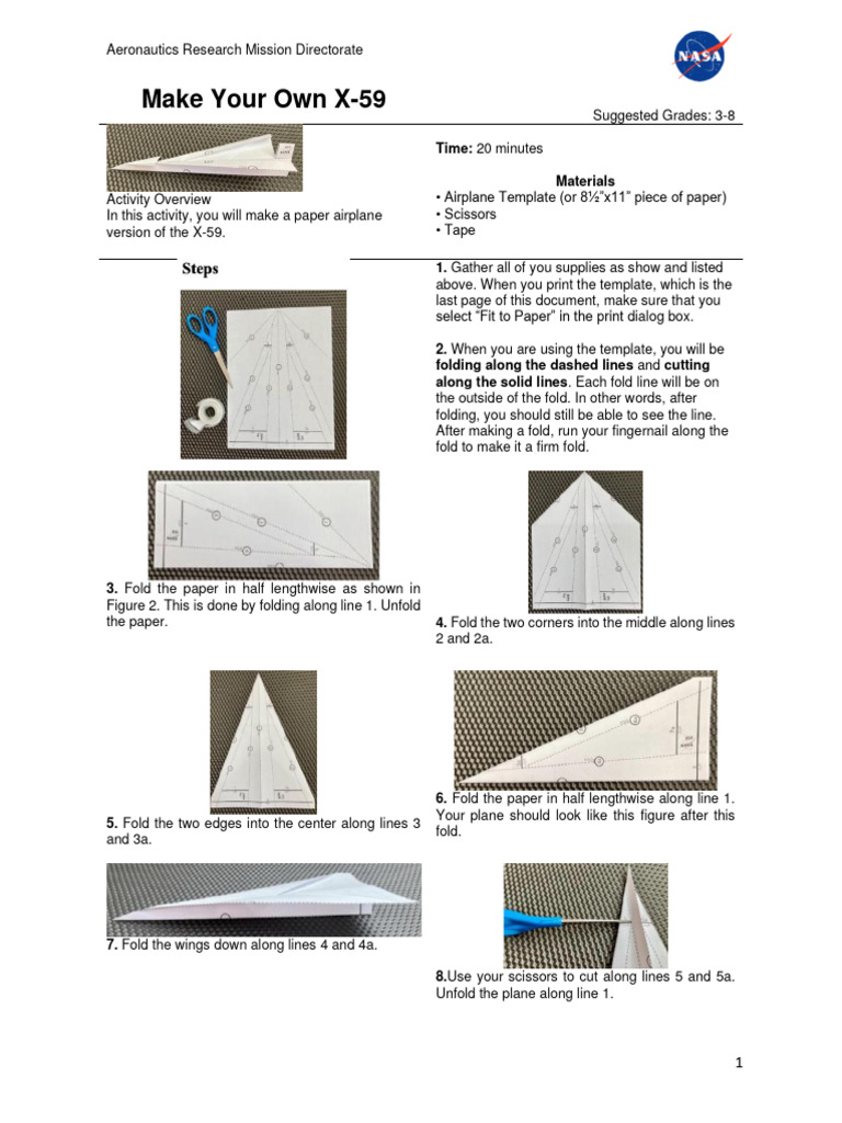 Make Your Own x-59 Directions | PDF | Sound | Aerospace Engineering