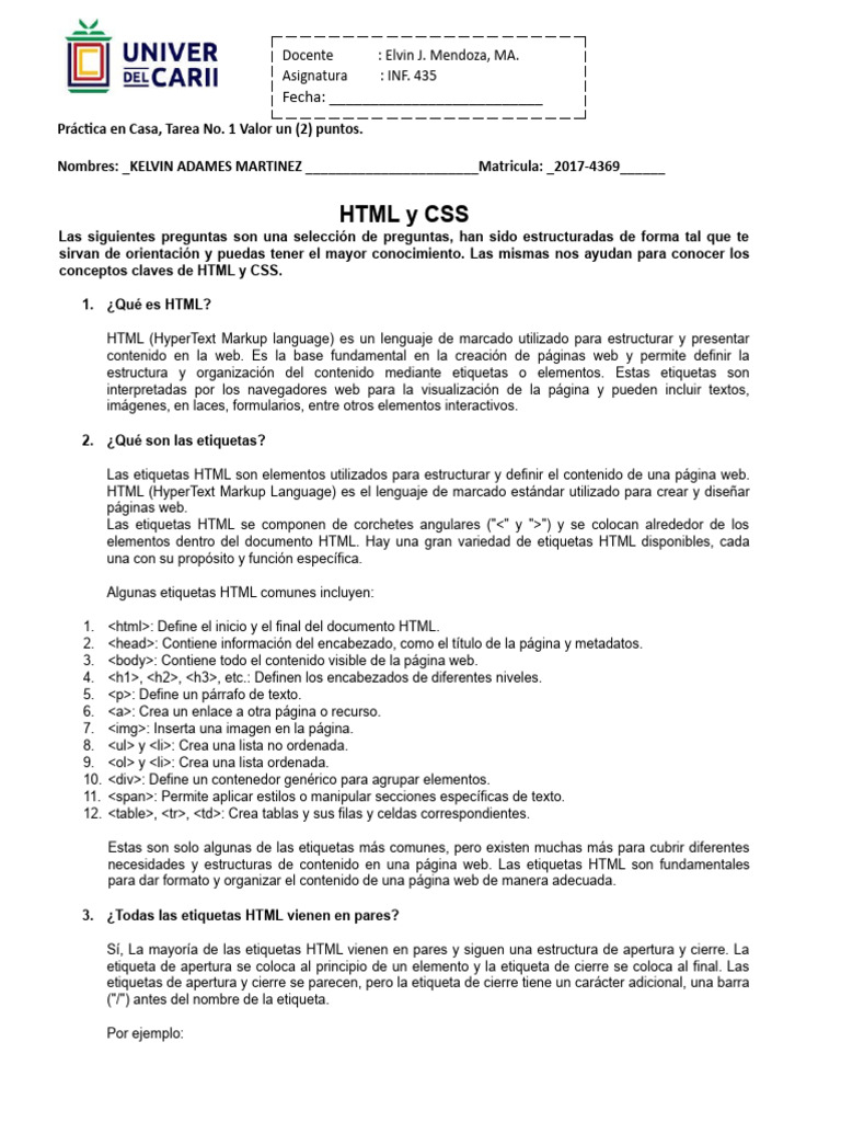 Actividad Tarea No.1 Inf-435 | PDF | HTML | Hipervínculo