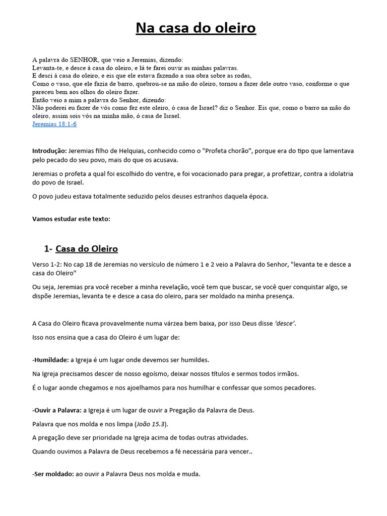 Na Casa Do Oleiro Pdf Jeremias Deus