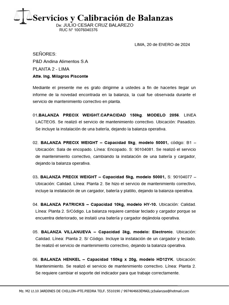 Informe Balanzas | PDF