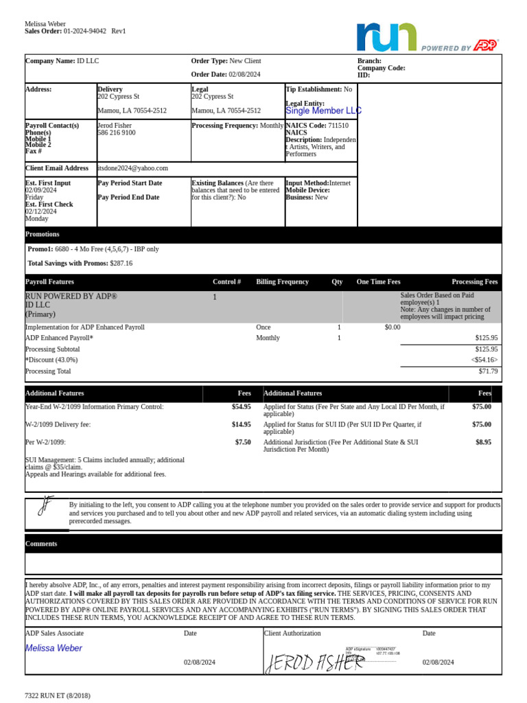 ADP Run Quote 2024 | PDF | Payments | Payroll Tax