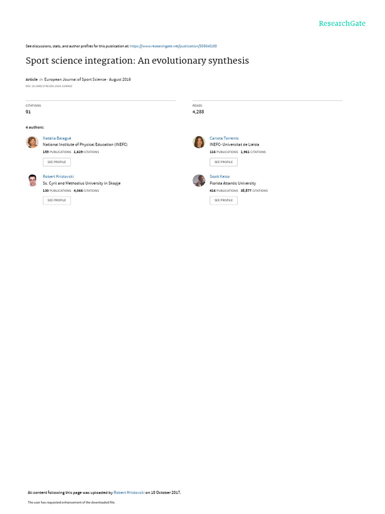 Sport Science Integration Synthesis | PDF | Science | Theory