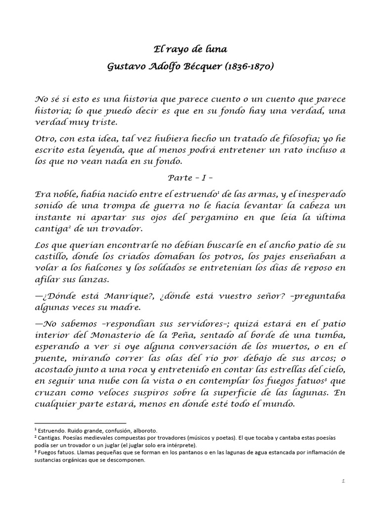 El Rayo de Luna. Becquer | PDF | Cielo