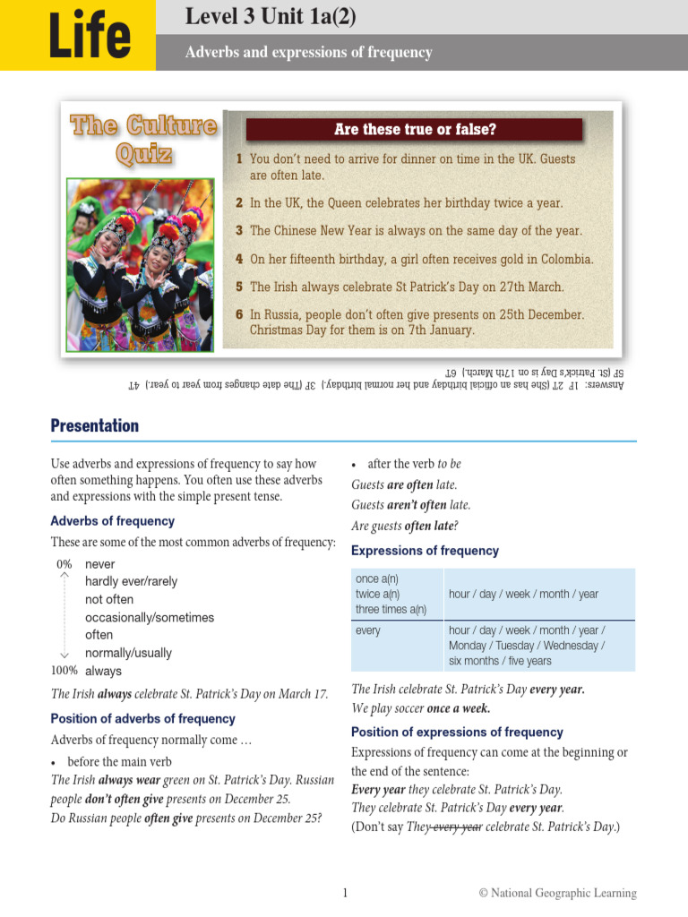 Unit-1-Handouts LIFE 3 UNIT 1 Handout 2 | PDF | Meal | Food And Drink