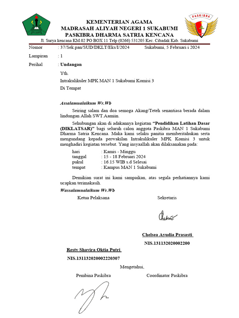 Surat Undangan MPK | PDF