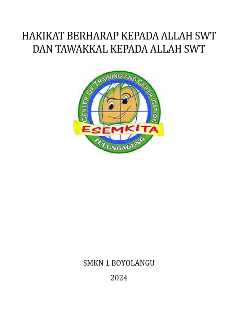 Hakikat Berharap Kepada Allah SWT Dan Tawakkal Kepada Allah SWT | PDF