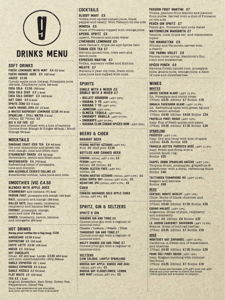 Giraffe Drinks-Menu | Download Free PDF | Martini (Cocktail) | Drink