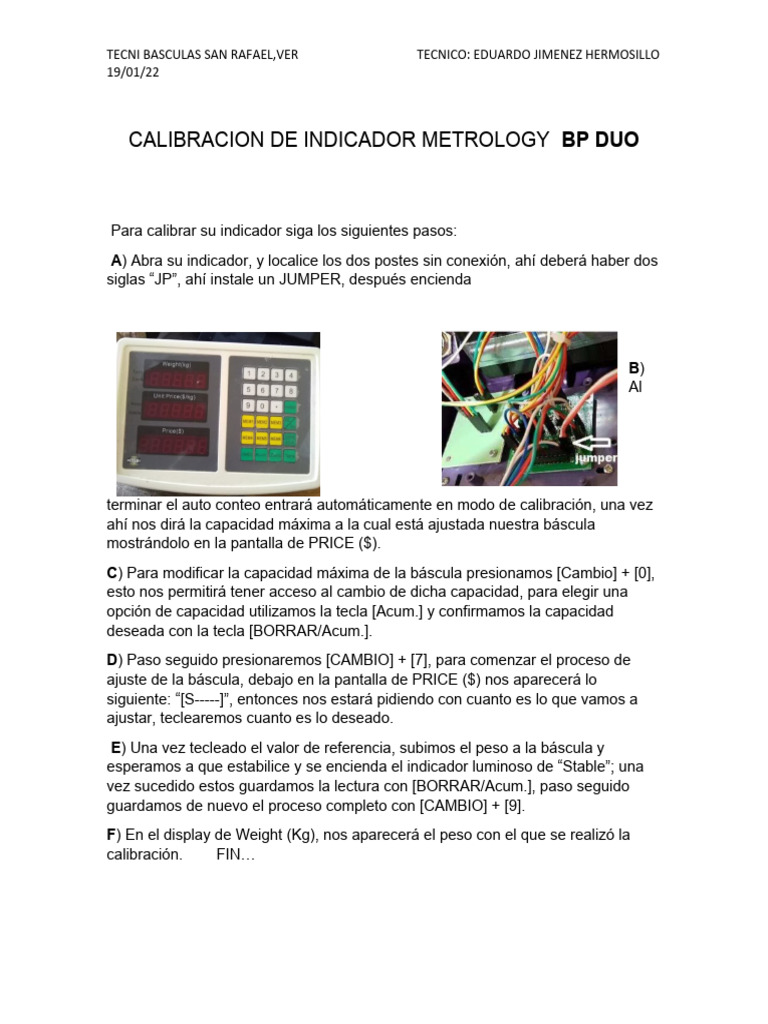 Calibracion de Indicador Metrology BP Duo | PDF