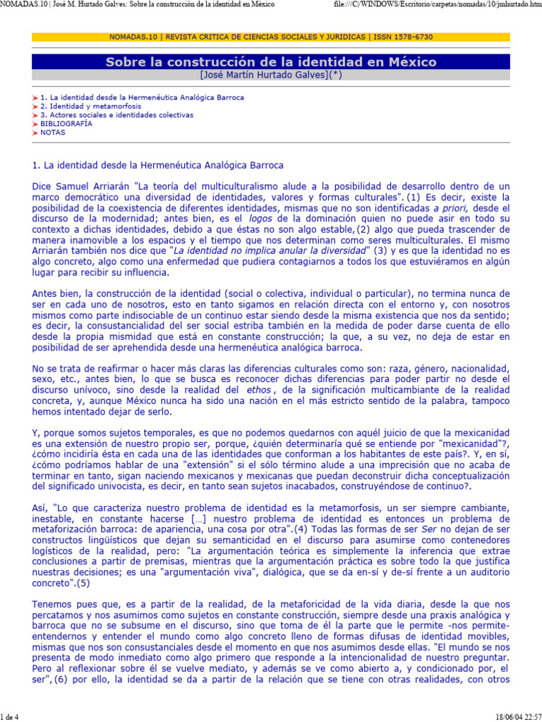 Identidad y Metamorfosis en México | PDF | Nación | México