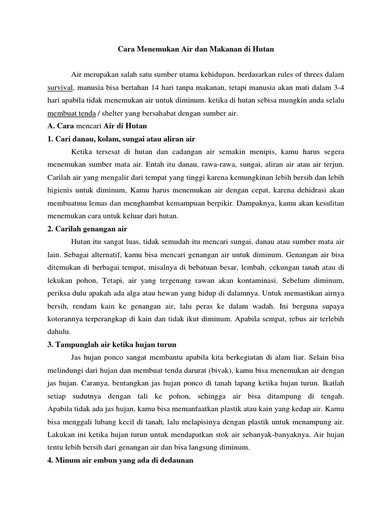 3 Cara Menemukan Air Dan Makanan Di Hutan New | PDF | Griya & Taman