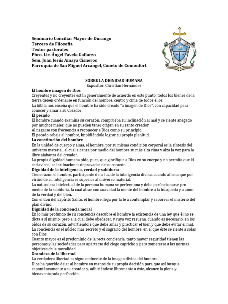 Dignidad Humana y Comunidad Cristiana | PDF | Dios | Amor