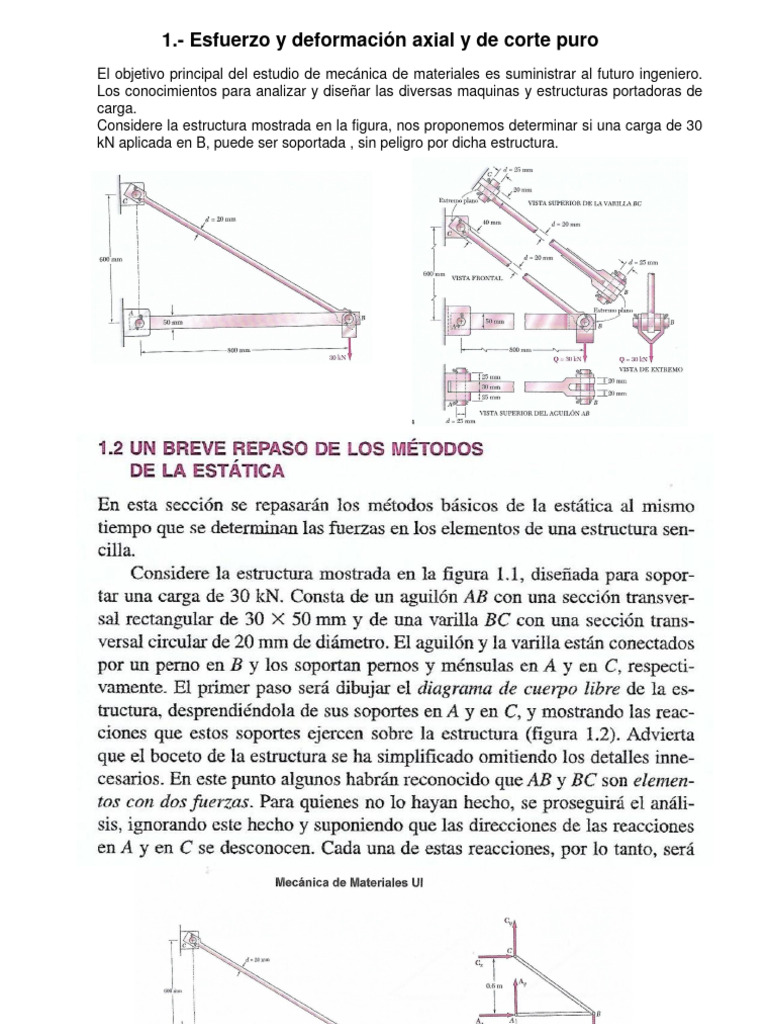 1.1.-Esfuerzo Normal y Deformacion Axial | PDF 1.1.-Esfuerzo Normal y Deformacion Axial | PDF