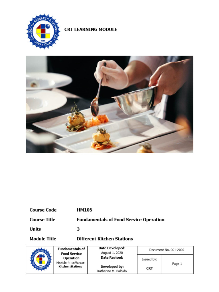 Learning Module 4 | PDF | Kitchen | Cooking