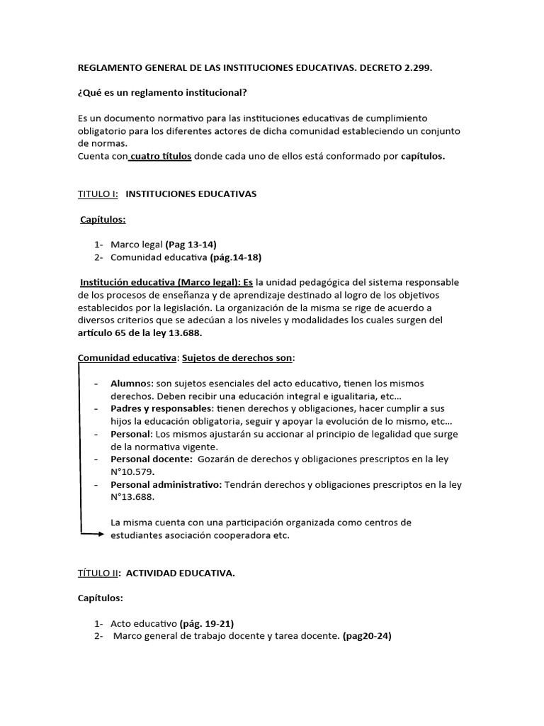 REGLAMENTO GENERAL DE LAS INSTITUCIONES EDUCATIVAS | PDF | Maestros | Institución