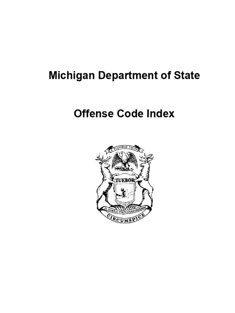 Michigan Traffic Offense Code Index | PDF | Public Law | Misconduct