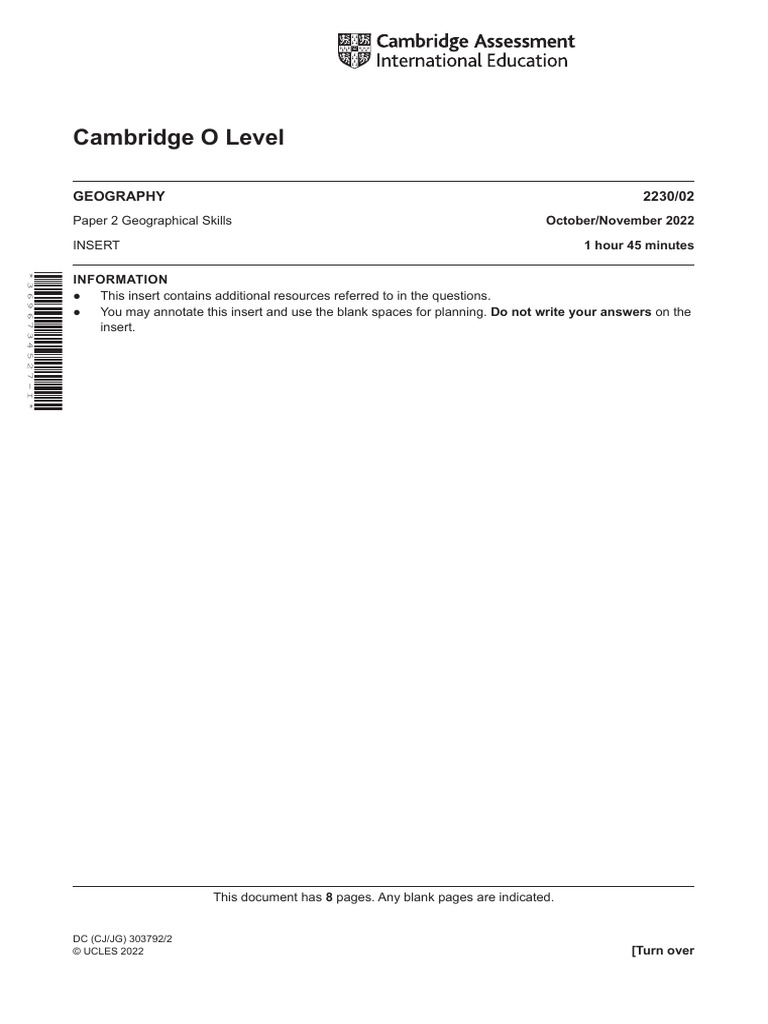 Cambridge O Level: GEOGRAPHY 2230/02 | PDF