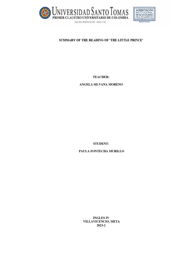 Summary(the Little Prince) | PDF