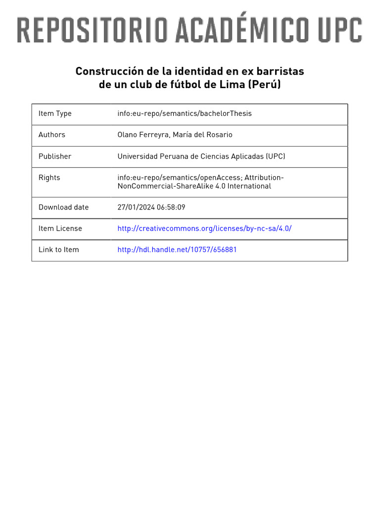 Identidad de ex barristas en Lima | PDF | Sicología
