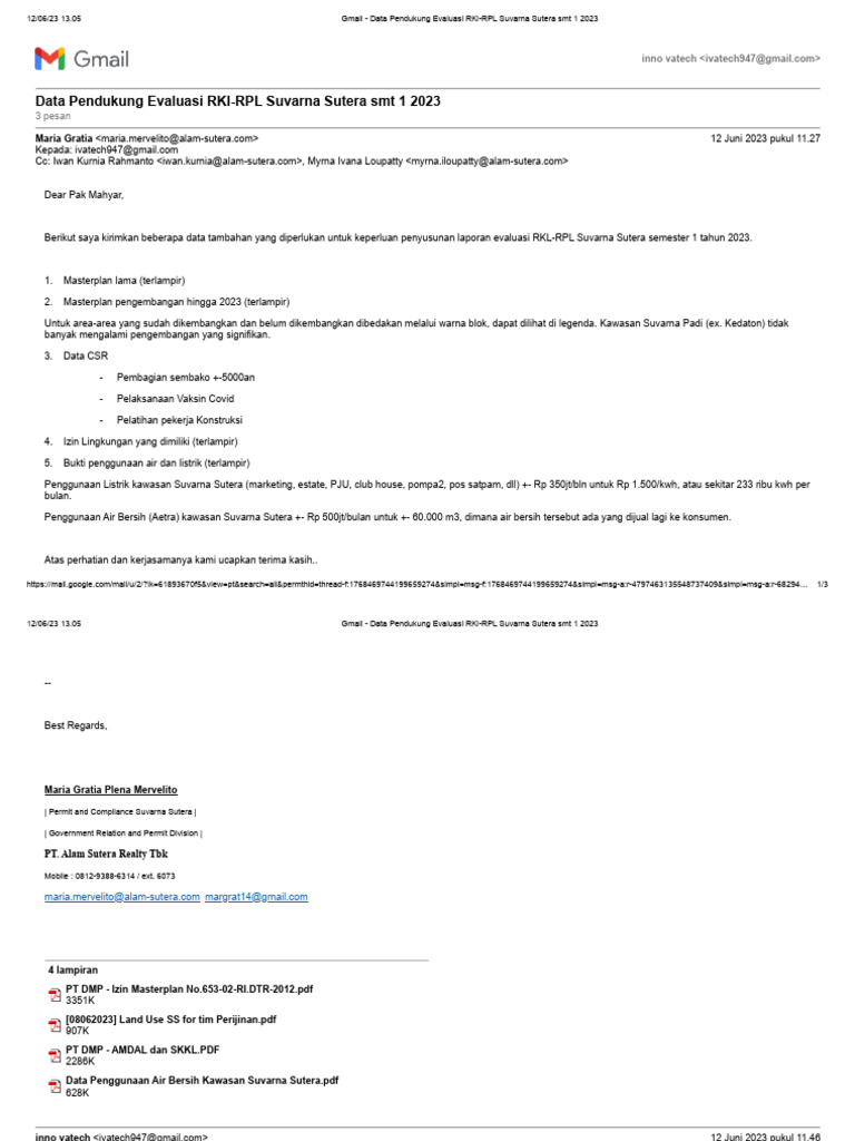 Gmail - Data Pendukung Evaluasi RKL-RPL Suvarna Sutera SMT 1 2023 | PDF