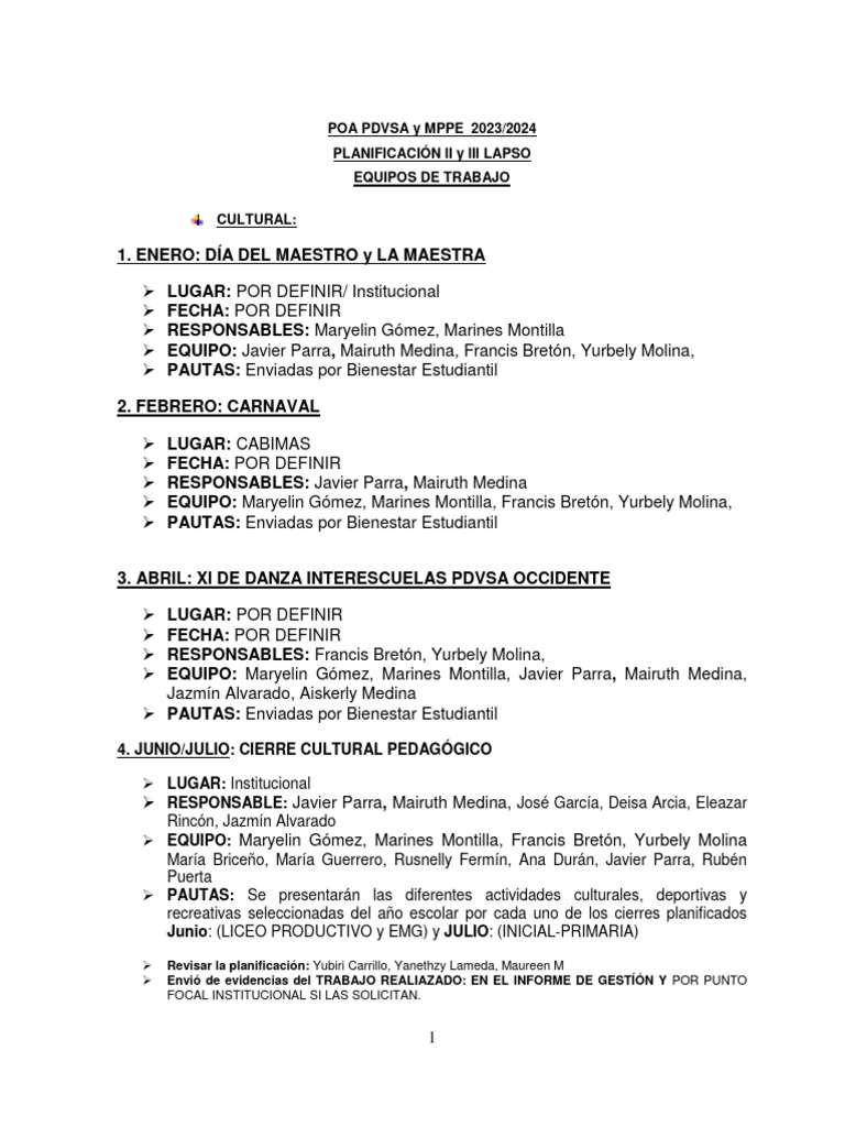 Poa II y III 2023 2024 Cultura | PDF