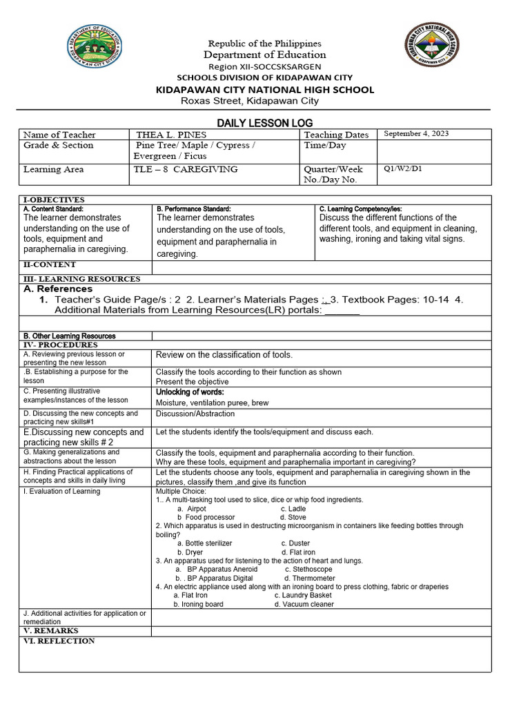 DLL Q1 W1 D3 Caregiving | PDF | Learning | Cognition