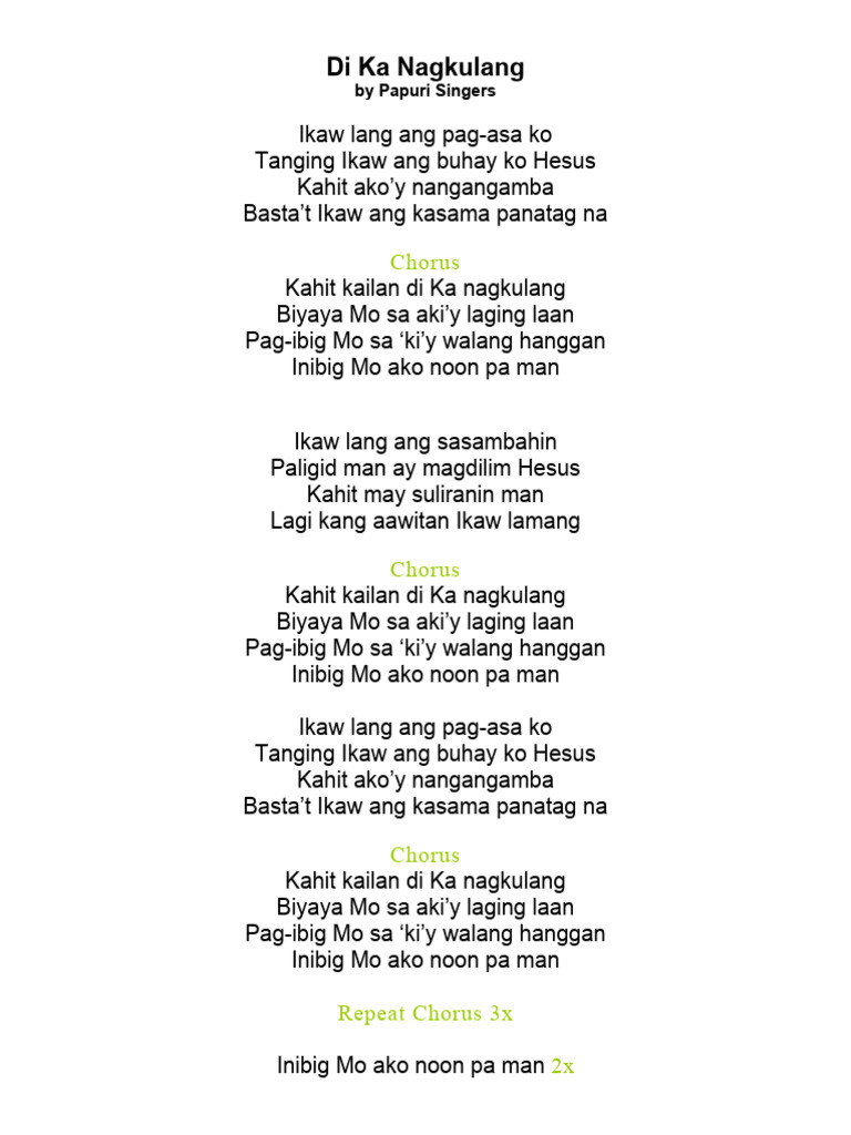 Di Ka Nagkulang - Lyrics | PDF