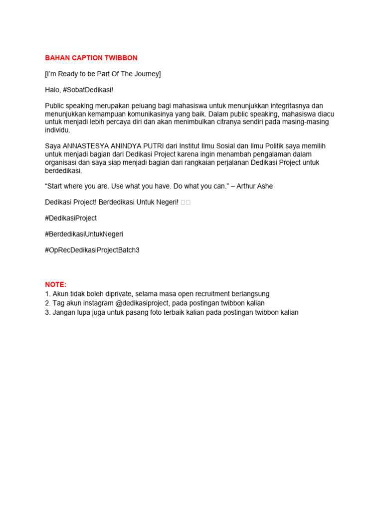 Caption Twibbon | PDF