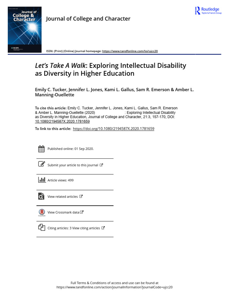 Let S Take A Walk Exploring Intellectual Disability As Diversity in ...