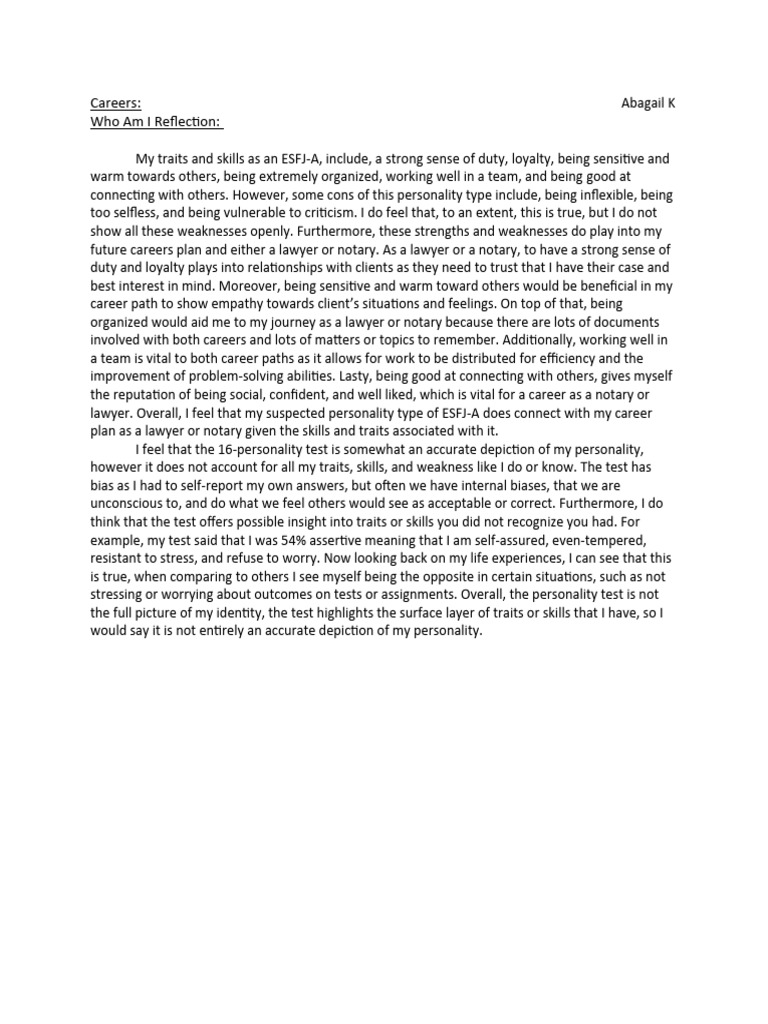 Who Am I Reflection | PDF | Cognitive Psychology | Cognitive Science