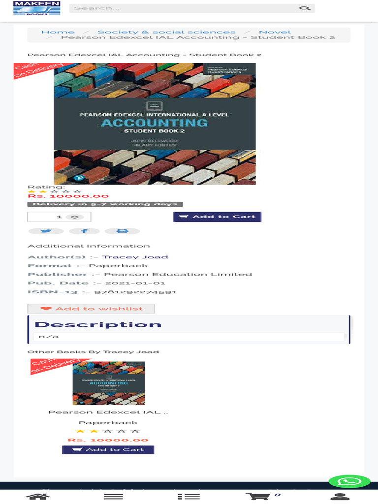 Education - Pearson Edexcel IAL Accounting - Student Book 2 in Makeen ...