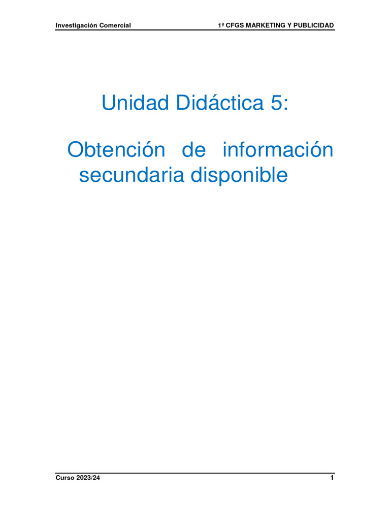 UD5 - Obtención de Información Secundaria Disponible | PDF | Business | Marketing