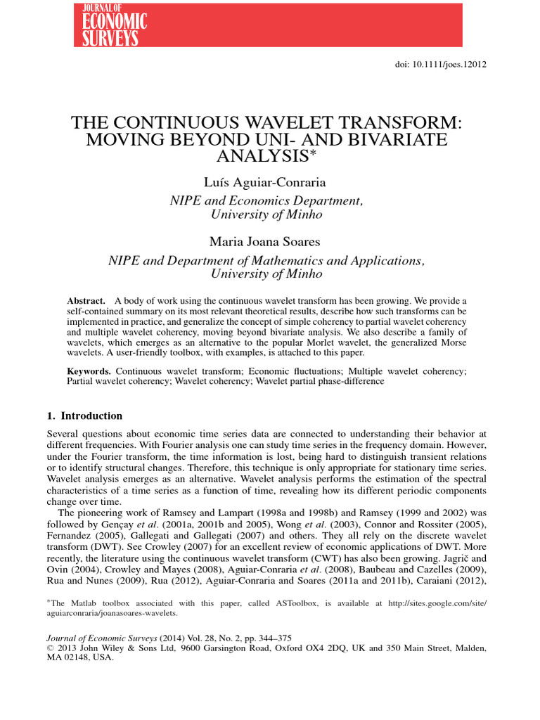 TheContinuousWaveletTransform JES | PDF | Wavelet | Spectral Density